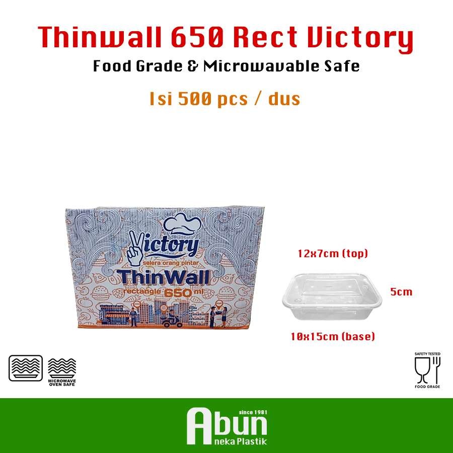 Jual Grosir - Thinwall 650 ML Rectangle Victory / DM / OTI isi 500pcs ...
