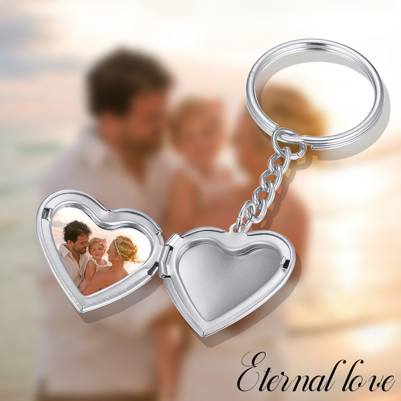 Jual Women's Personalize Engrave Name Heart Locket Key Chains, Custom ...