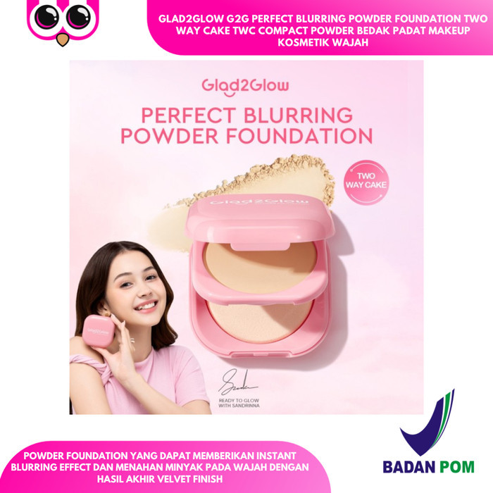 Jual GLAD2GLOW G2G PERFECT BLURRING POWDER FOUNDATION TWO WAY CAKE TWC ...