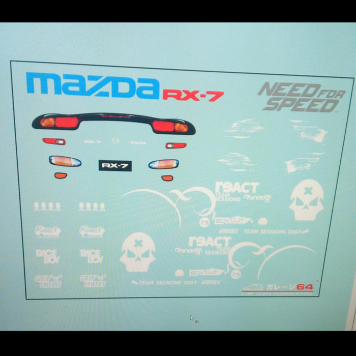 Jual Decal Set Hotwheels Mazda RX 7 Need For Speed white toner | Shopee ...