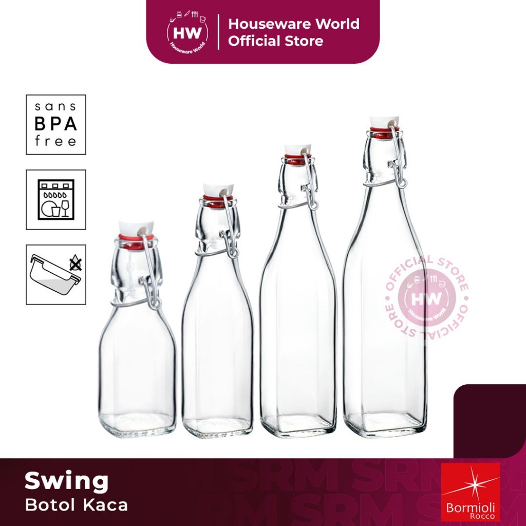 Jual BORMIOLI ROCCO Botol Kaca Swing + Hermetic Lid 125ml/250ml/500ml ...