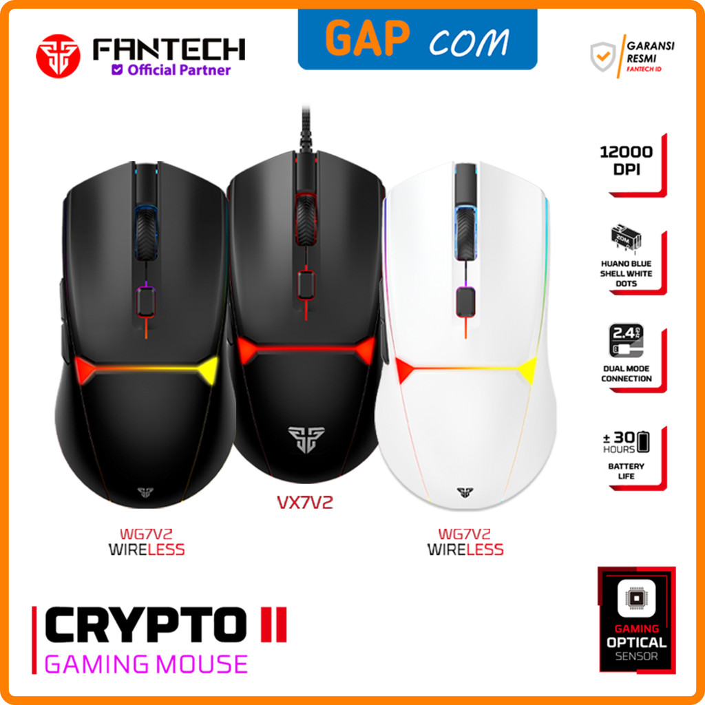 Jual Mouse Gaming Macro Fantech Crypto II VX7 v2 | VX7v2 | WG7 v2 | WG7v2 RGB Wireless Gaming ...