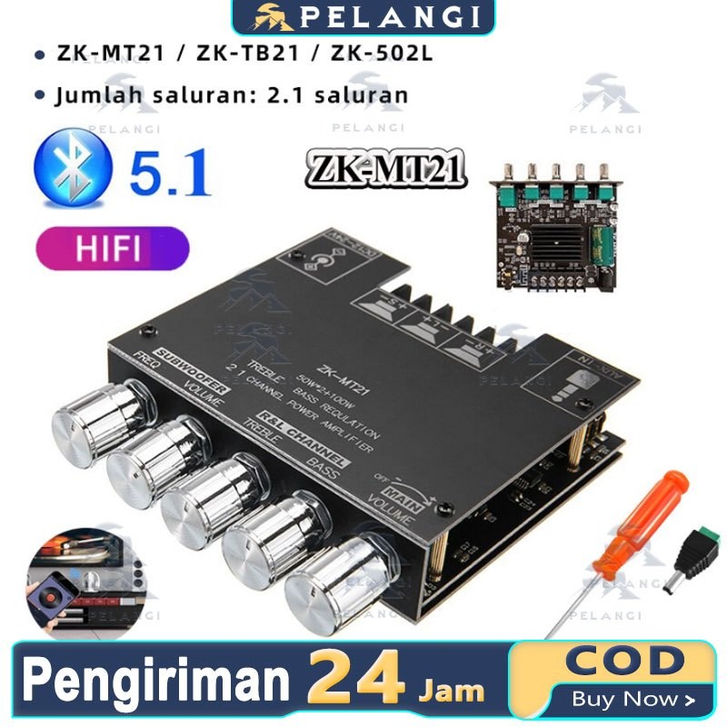 Jual ZK-TB21 amplifier bluetooth Bass 2.1 Channel Bluetooth Modul Penguat Daya Digital Penuh ...