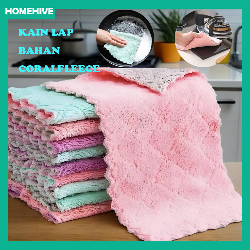 Jual Kain Lap Piring Anti Minyak Bahan Coral Fleece / Kain Lap Piring ...
