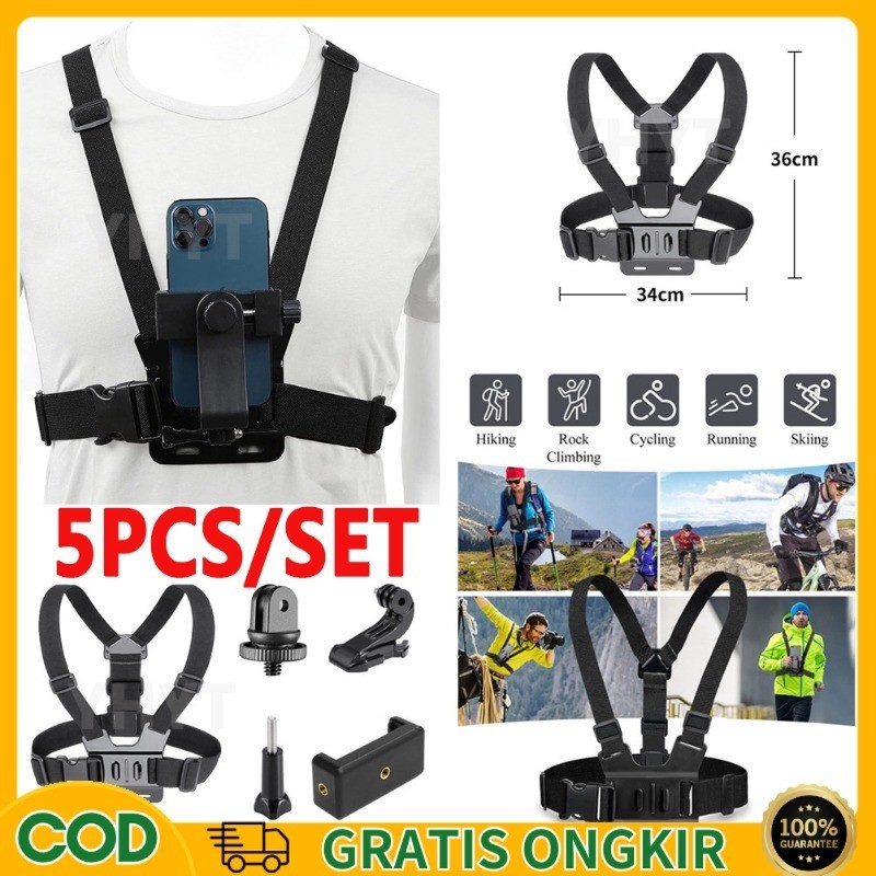 Jual 5pcs/set Chest Strap HP Set Handphone Body Mount Belt Holder Clip ...