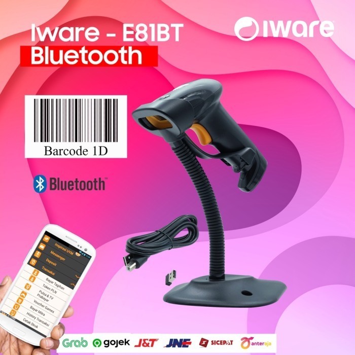 Jual Scanner Barcode Iware BLUETOOTH 1D E81BT (With Stand / Model ...