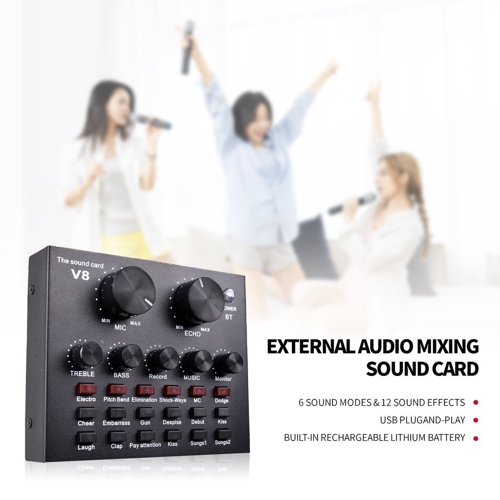 Jual SOUNDCARD V8 SOUND CARD LIVE BROADCAST EQUIPMENT FULL SET OF MOBILE PHONE MIC KIT SING ...