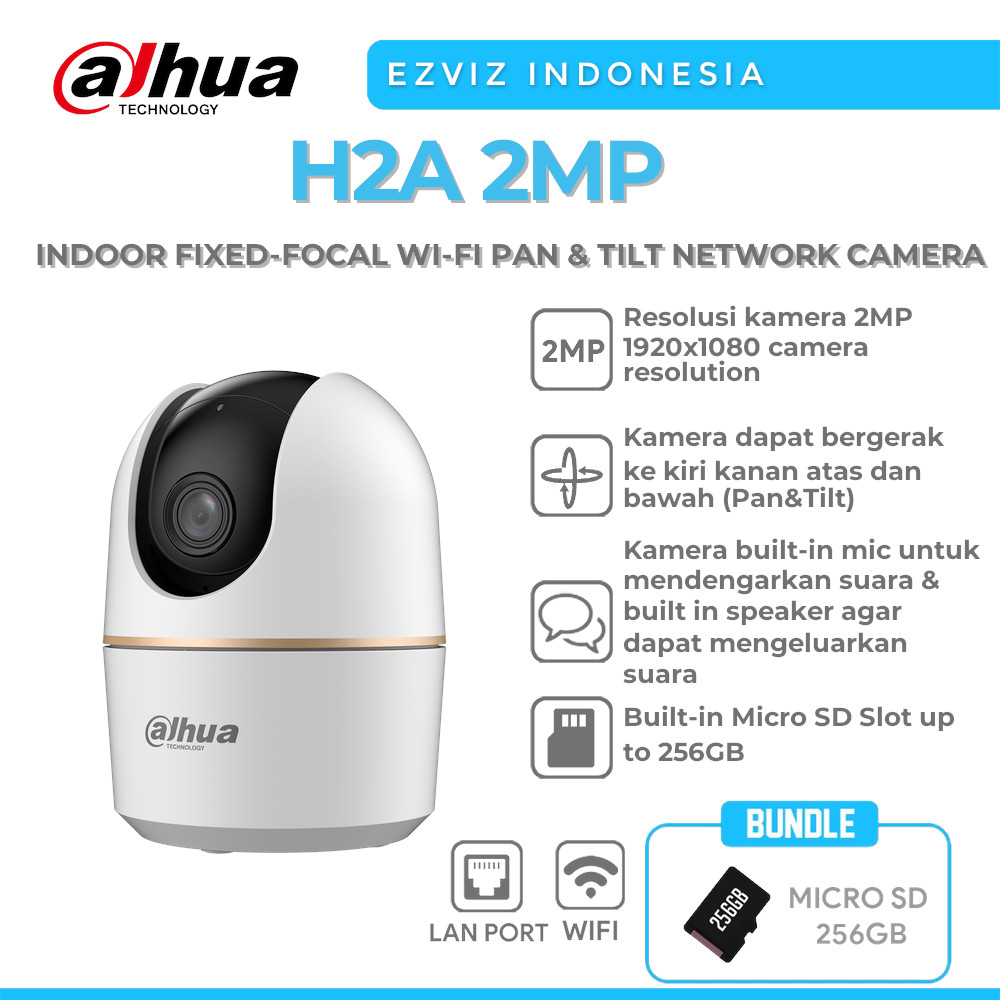 Jual DAHUA H2A 2MP INDOOR 2WAY AUDIO WIFI PAN & TILT NETWORK CAMERA FREE MICRO SD 256GB | Shopee ...
