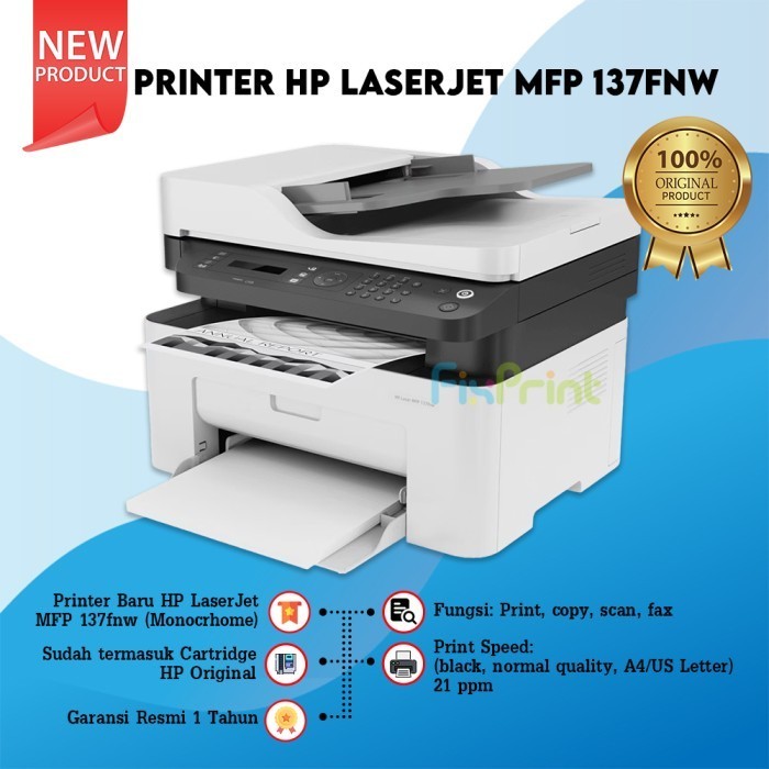 Jual Printer MFP 137fnw Printer HP Laser Monochrome MFP 137fnw All In ...