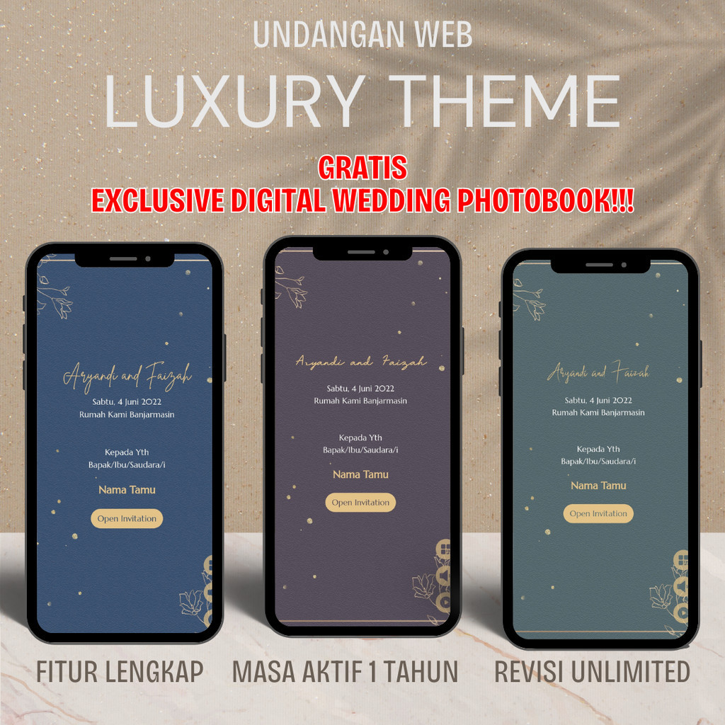 Jual Termurah Undangan Digital Website Pernikahan Wedding Tema Luxury ...