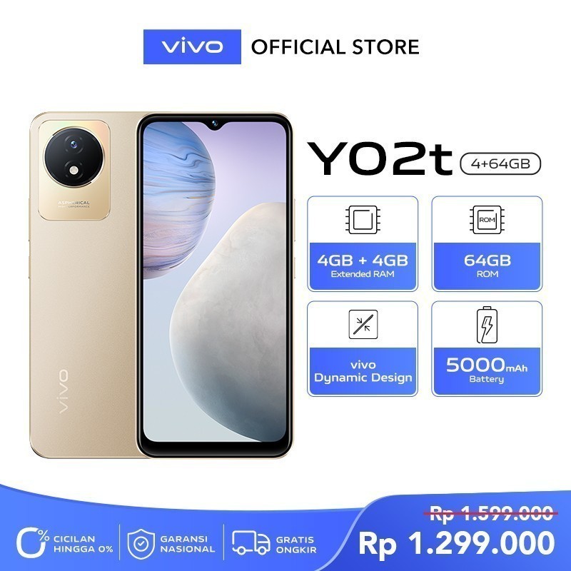Jual Vivo Y02t (4/64) - Dynamic Design, 5000mAh Battery, Dual-Mode ...