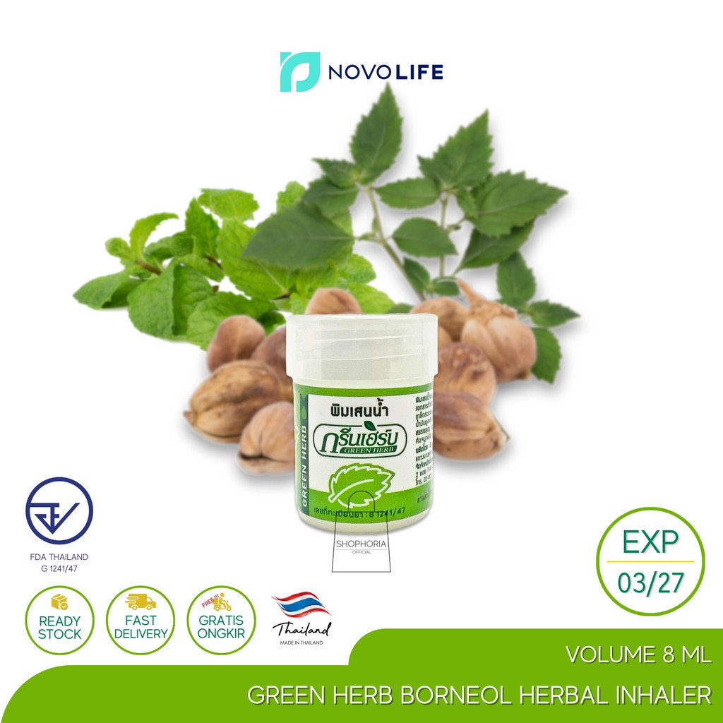 Jual Novolife Green Herb Borneol Herbal Inhaler Volume 2 ml cc Original ...