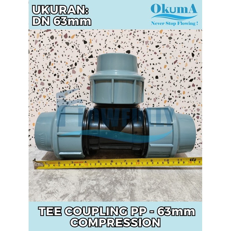 Jual Tee Coupling Pp 63 Mm Okuma Pn 16 Hdpe Compression 2 Inch Equal ...