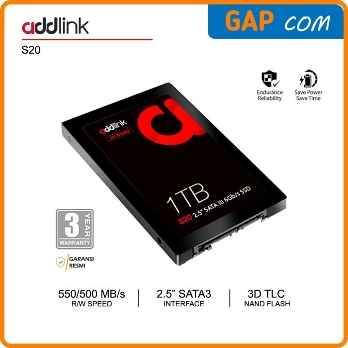 Jual SSD 256GB/512GB/1TB/2TB Addlink S20 Sata3 2.5" Internal PCs PS4 ...