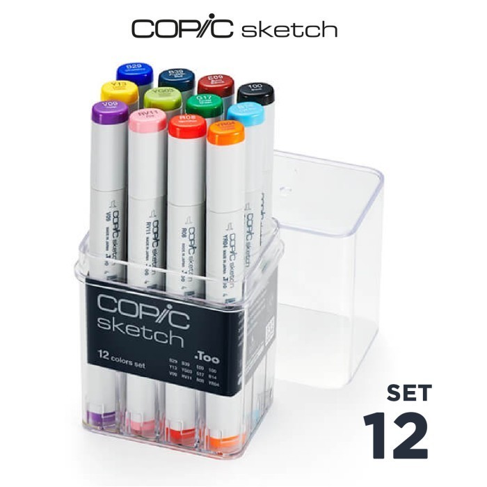 Jual Copic Sketch Set 12 Graphic Marker Alcohol Based Dye Ink ...