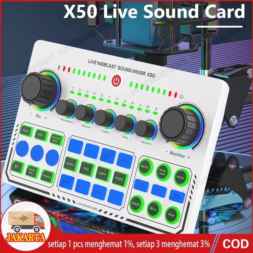 Jual Live Soundcard Sound Card X50 Live Audio Mixer Broadcast Recording ...