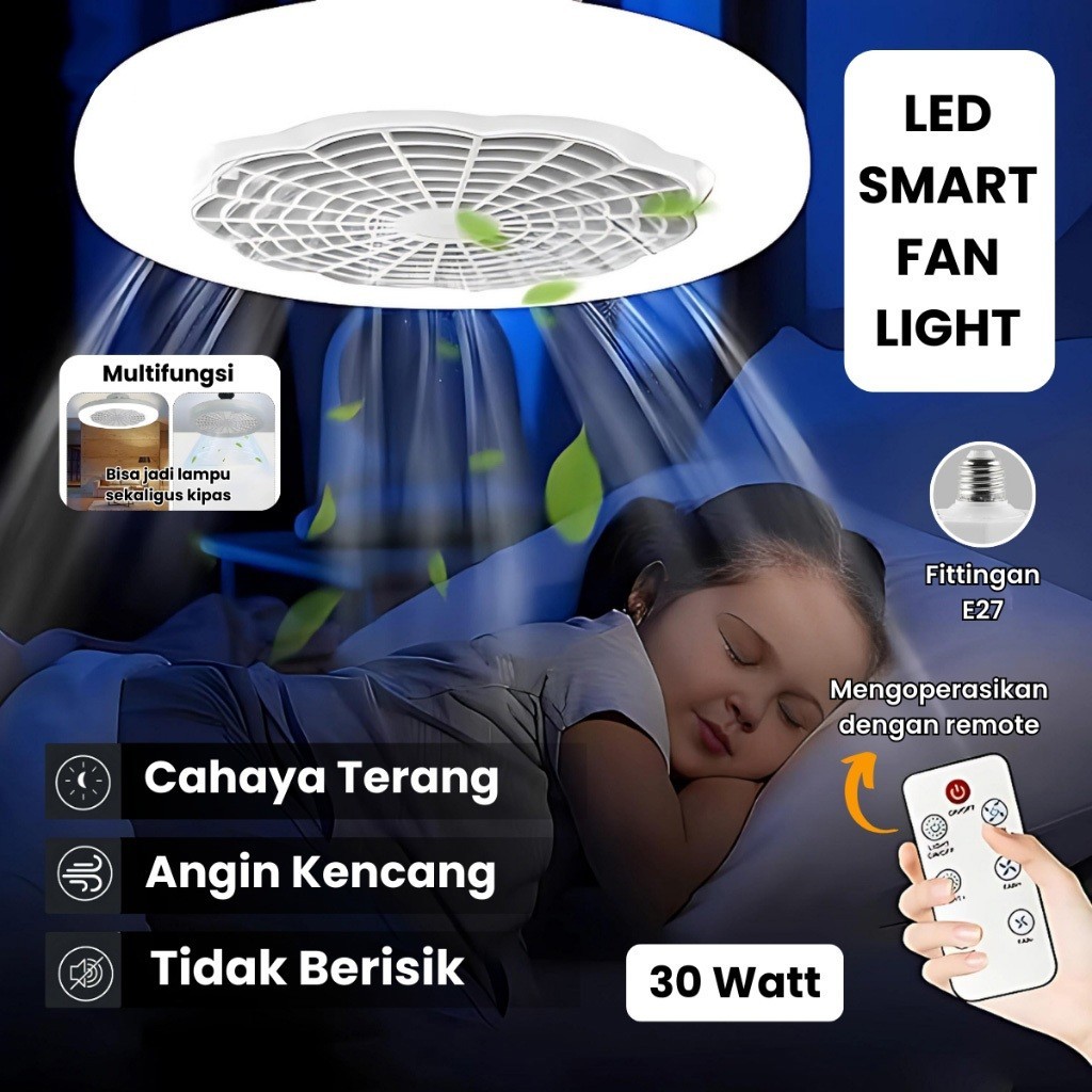 Jual Lampu LED Kipas Angin 30w 2in1 Remote Control Multifungsi Lampu ...