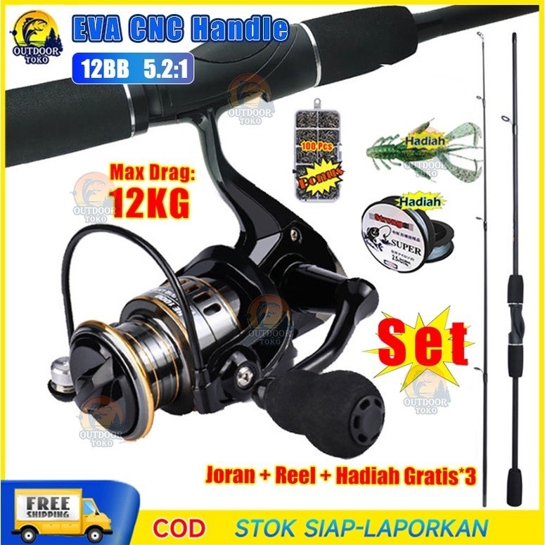 Jual Pancing Set 2 Bagian 1.68m/1.8./2.1m Pancing Spinning With Reel ...