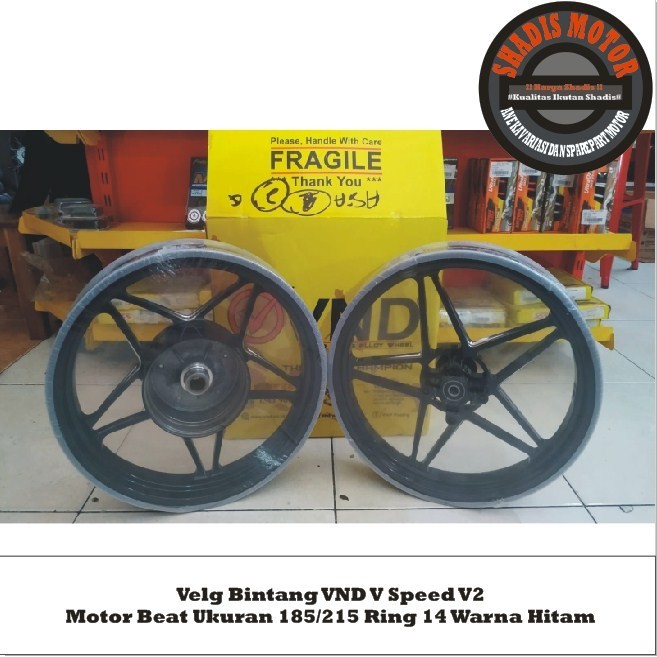 Jual Velg Bintang VND V Speed V2 Motor Beat Ukuran 185/215 Ring 14 Warna Hitam | Shopee Indonesia