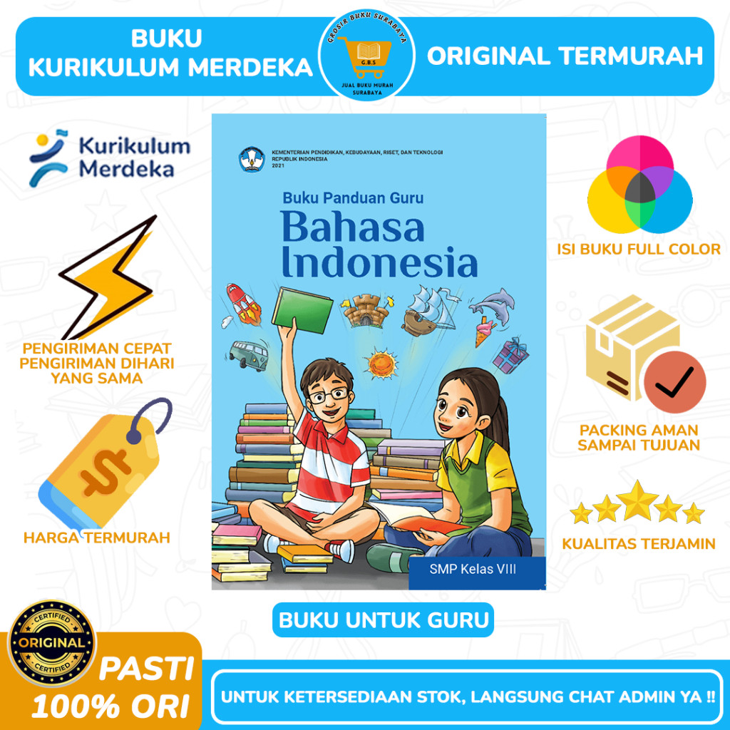 Jual Buku Panduan Guru Bahasa Indonesia Kelas 8 SMP - Buku Paket Kumer - Kurikulum Merdeka ...