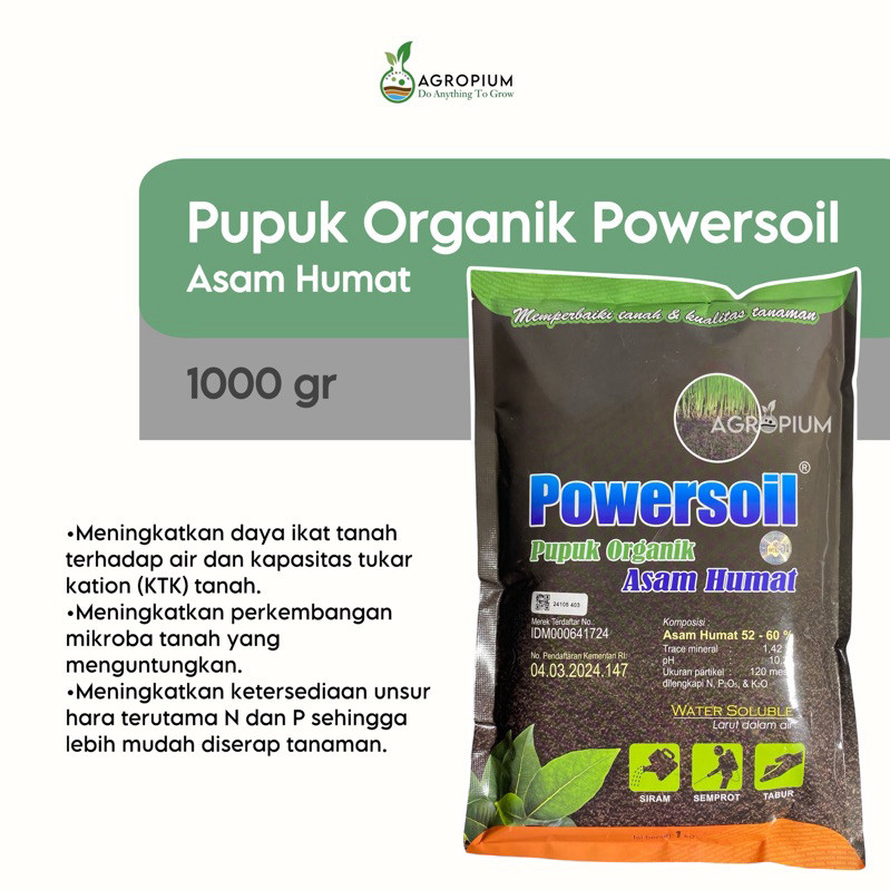 Jual GH66U Asam Humat POWERSOIL 1 Kg Humic Acid 60% Kemasan Pabrik | Shopee Indonesia