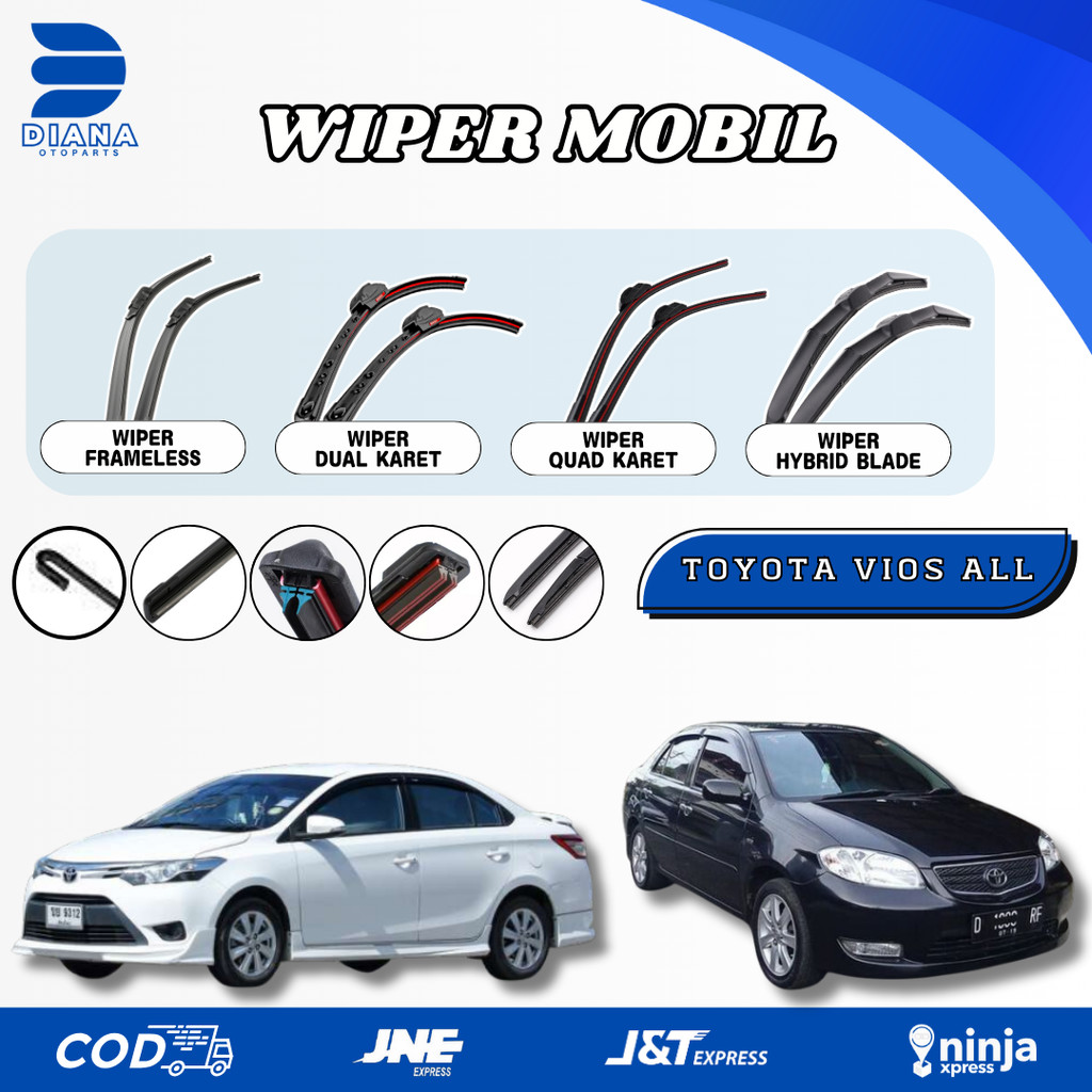Jual ( COD ) Wiper Mobil Toyota Vios All Series Jenis Soft Dual Hybrid ...