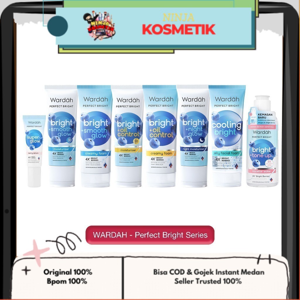 Jual WARDAH - PERFECT BRIGHT SERIES - Creamy Foam Bright + Oil Control , Smooth Glow ...