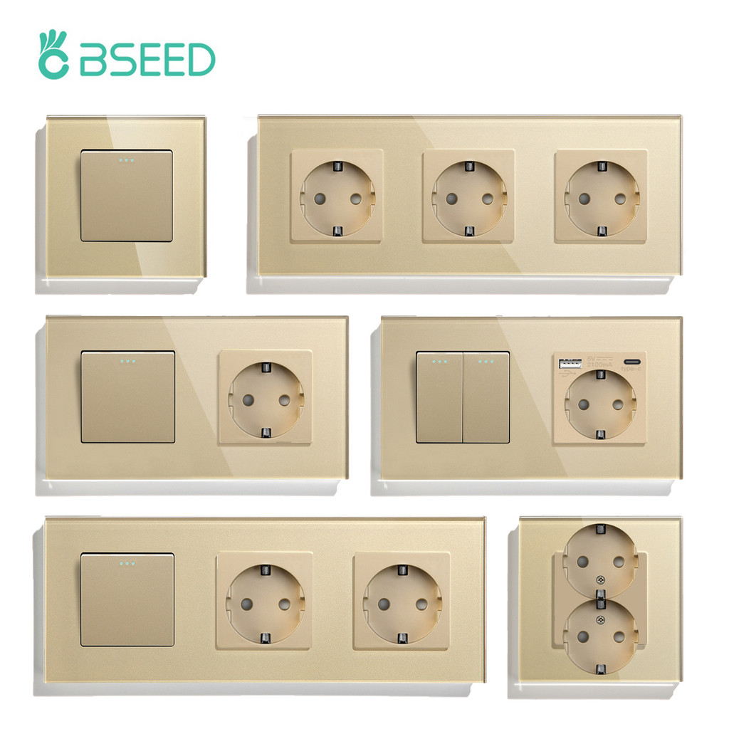 Jual BSEED Mechanical Wall Button Switch 1/2/3Gang 1Way Wall Power ...