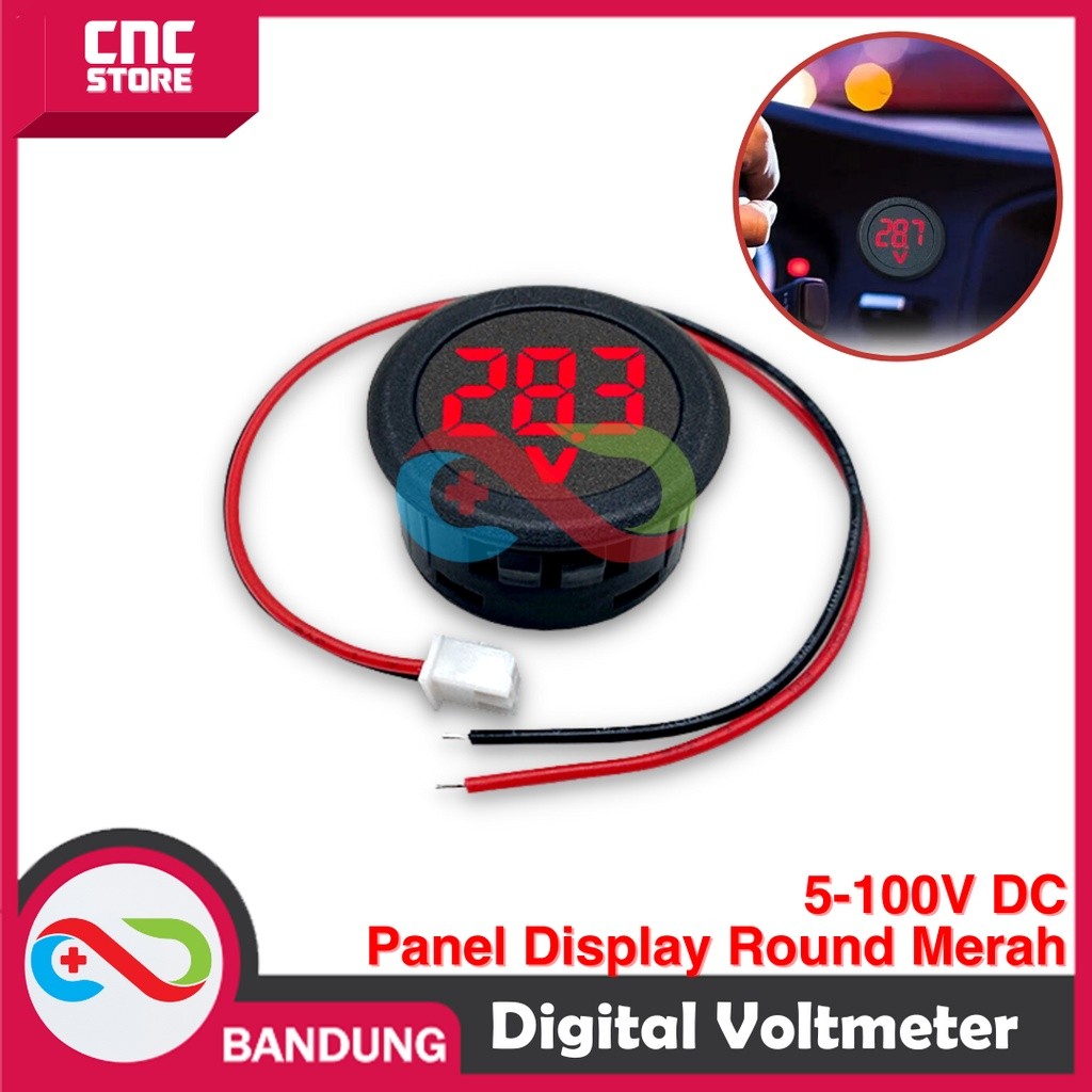 Jual VOLTMETER DIGITAL VOLTMETER BULAT BOX PANEL DISPLAY 5-100V DC ...