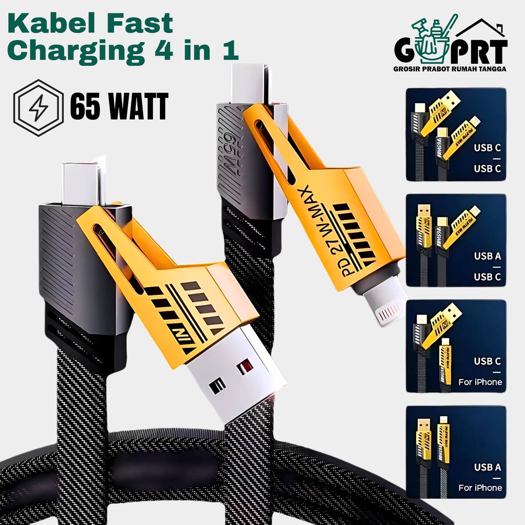 Jual Kabel Data Fast Charging 4IN1 Adaptor USB Type C Type A IOS 65W ...