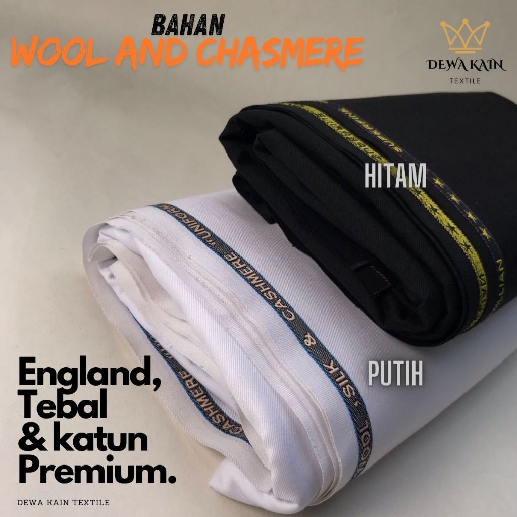 Jual " 50 " KAIN SERAGAM PUTIH PER METER WOOL AND CASHMERE PREMIUM ADEM ...