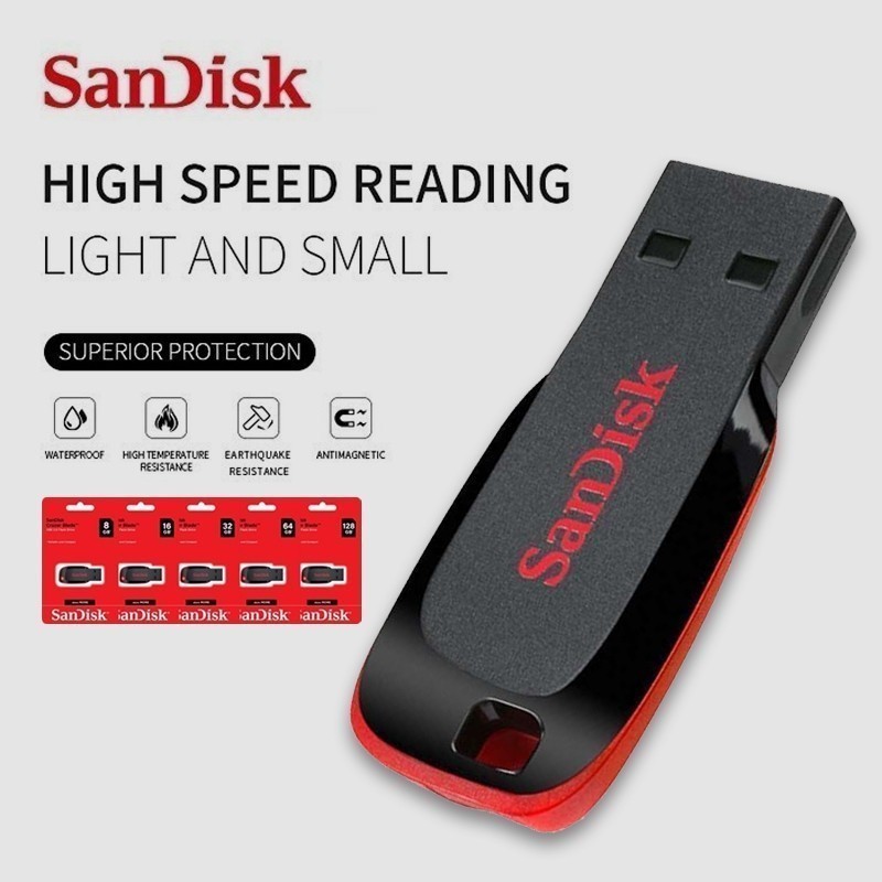 Jual SanDisk CZ50 Cruzer Blade 8GB 16GB 32GB 64GB 128GB USB 2.0 ...
