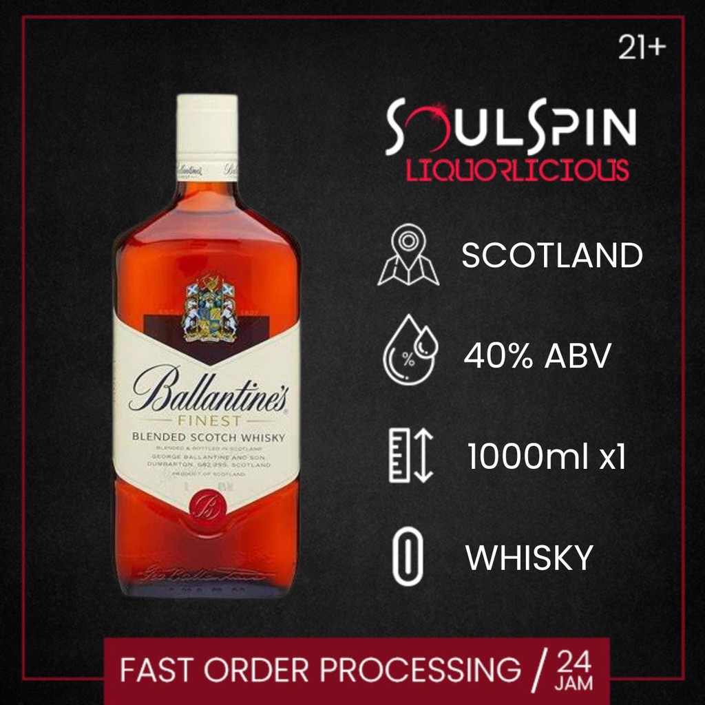 Jual Ballantines Finest Blended Scotch 1000ml | Shopee Indonesia