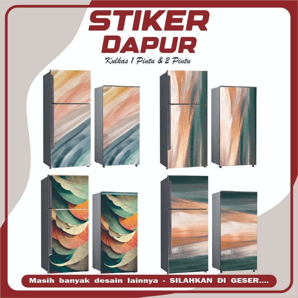 Jual Stiker Sticker Kulkas Motif Abstrak Garis Hijau Orange | Shopee ...