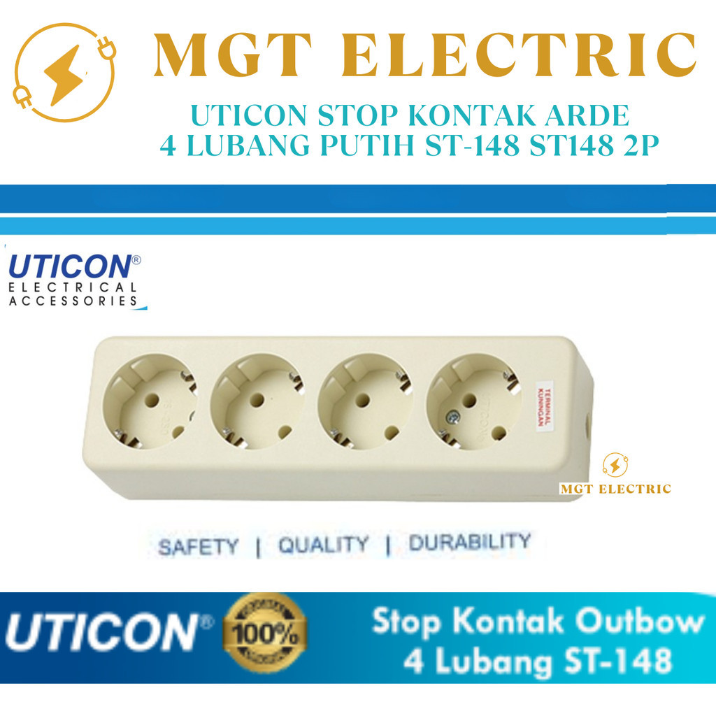 Jual UTICON STOP KONTAK ARDE 4 LUBANG PUTIH ST-148 ST148 2P LOBANG ...