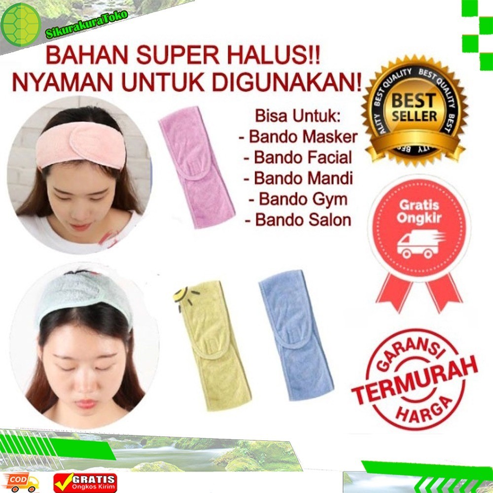 Jual (SKR) Facial Headband Bando Bandana Mandi Maskeran Masker 6 x 28 ...