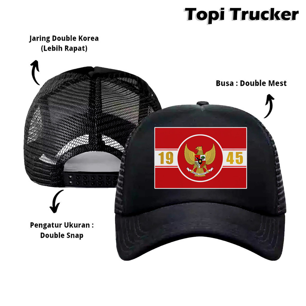 Jual Topi Trucker Jaring sablon Logo Garuda Merah Putih Merdeka ...