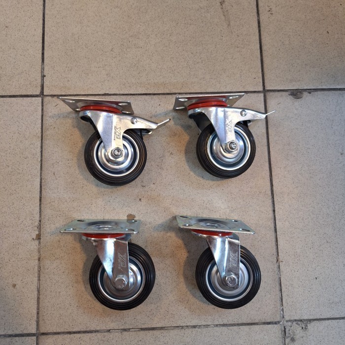 Jual Roda Etalase / Roda Troli / Roda Karet 3 Inch 1Set ( 2Rem 2Hidup ...