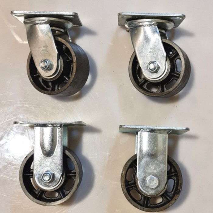 Jual Roda Besi Heavy Duty 5 inch ( 2 Hidup 2 Mati ) | Shopee Indonesia