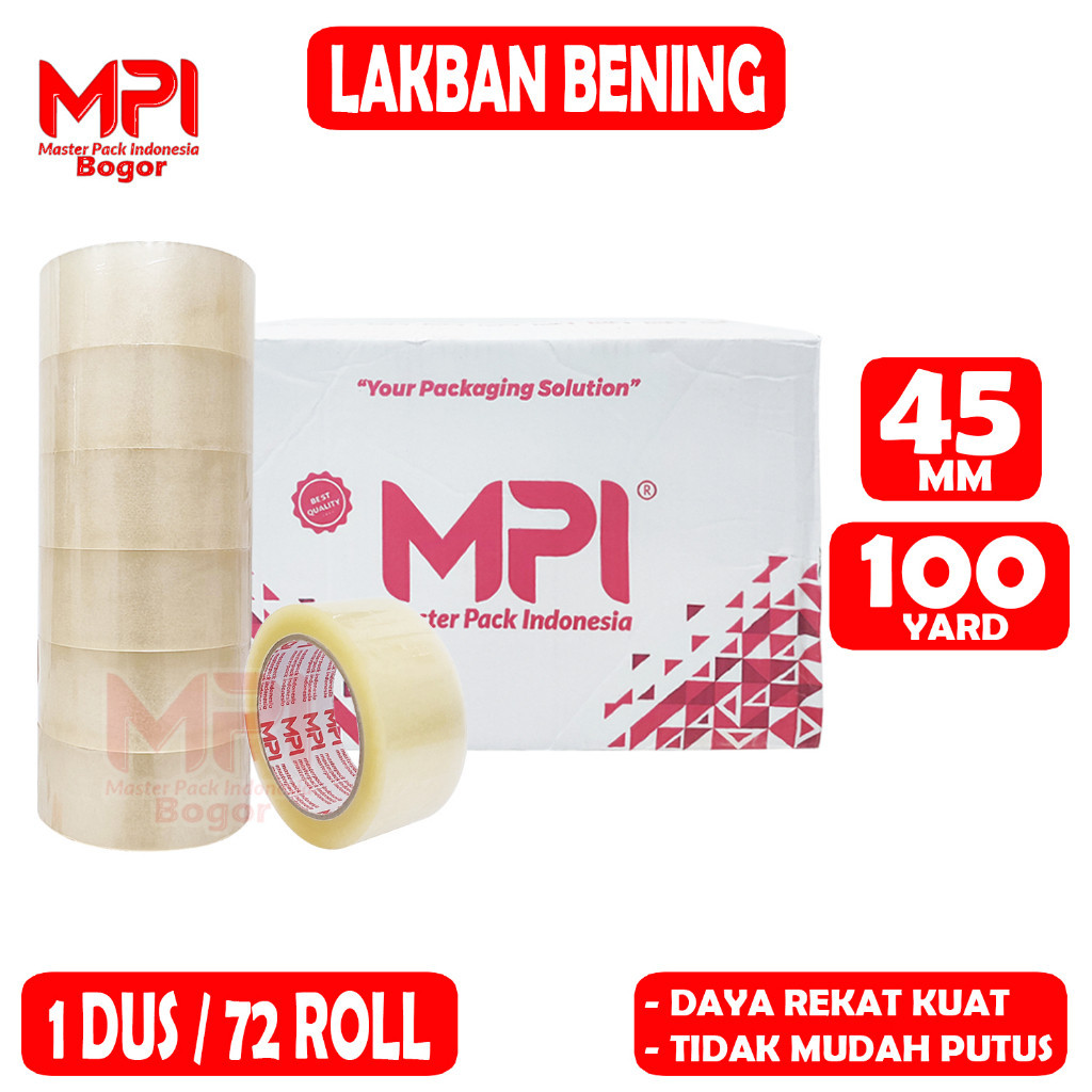 Jual 1 DUS [ 72 ROLL ] Lakban Bening MPI 45 mm x 100 yard / Lakban ...