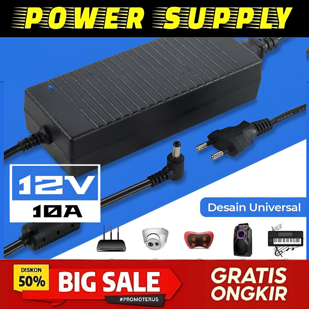 Jual Power Supply DC 12V 10A Universal Converter AC to DC 120 Watt untuk LED Monitor Running ...