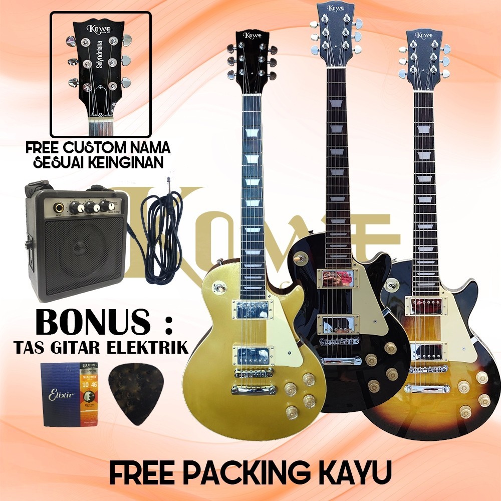 Jual Gitar Elektrik / LISTRIK Merk Kowe Model Lesspaul PAKET MINI AMPLI ...