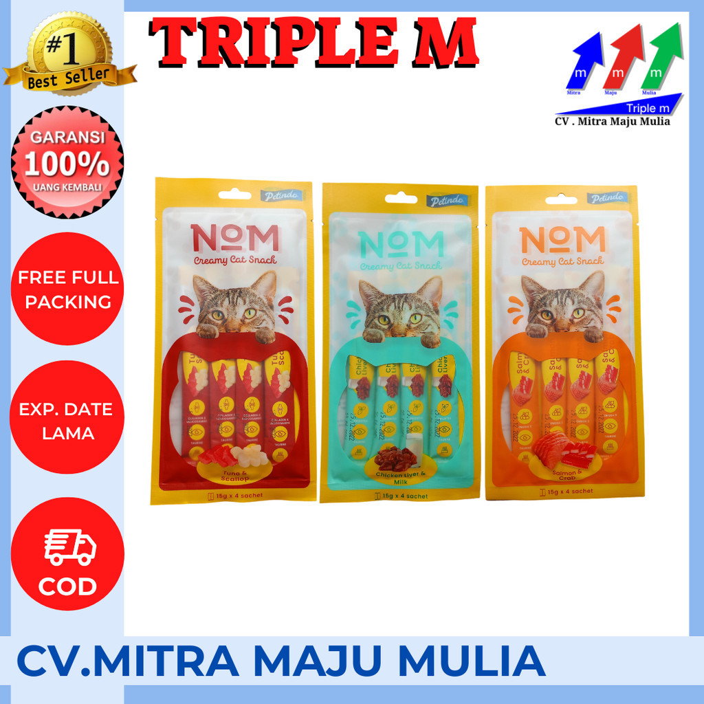 Jual NOM CREAMY CAT SNACK 15 gr x 4 sachet - Snack Basah Kucing TRIPLE ...