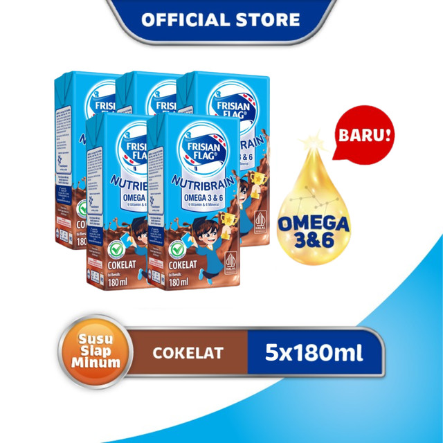 Jual Frisian Flag Omega Susu UHT Chocolate 180ml x 5 pcs | Shopee Indonesia