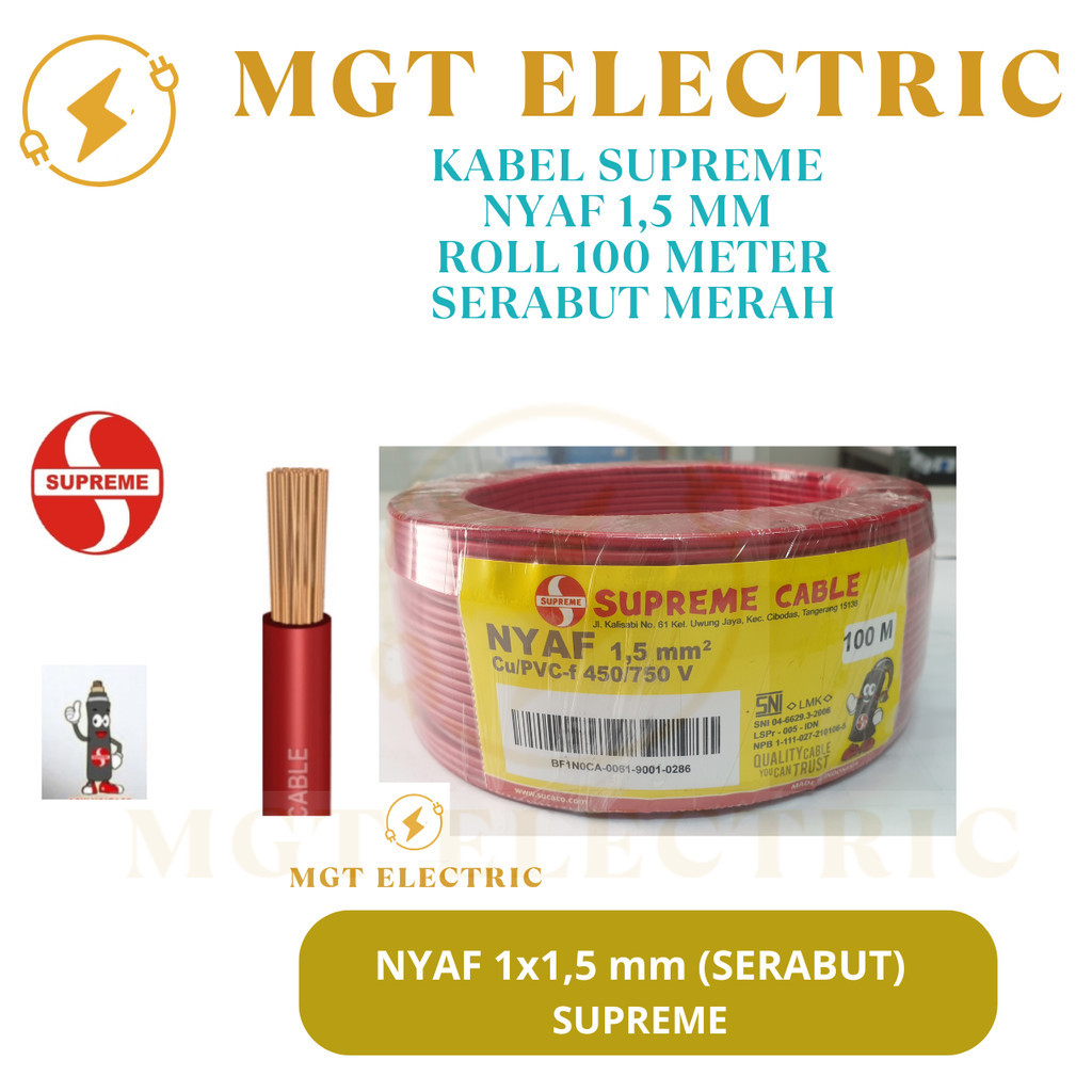 Jual KABEL SUPREME NYAF 1.5 MM (1 ROLL 100 METER) | Shopee Indonesia