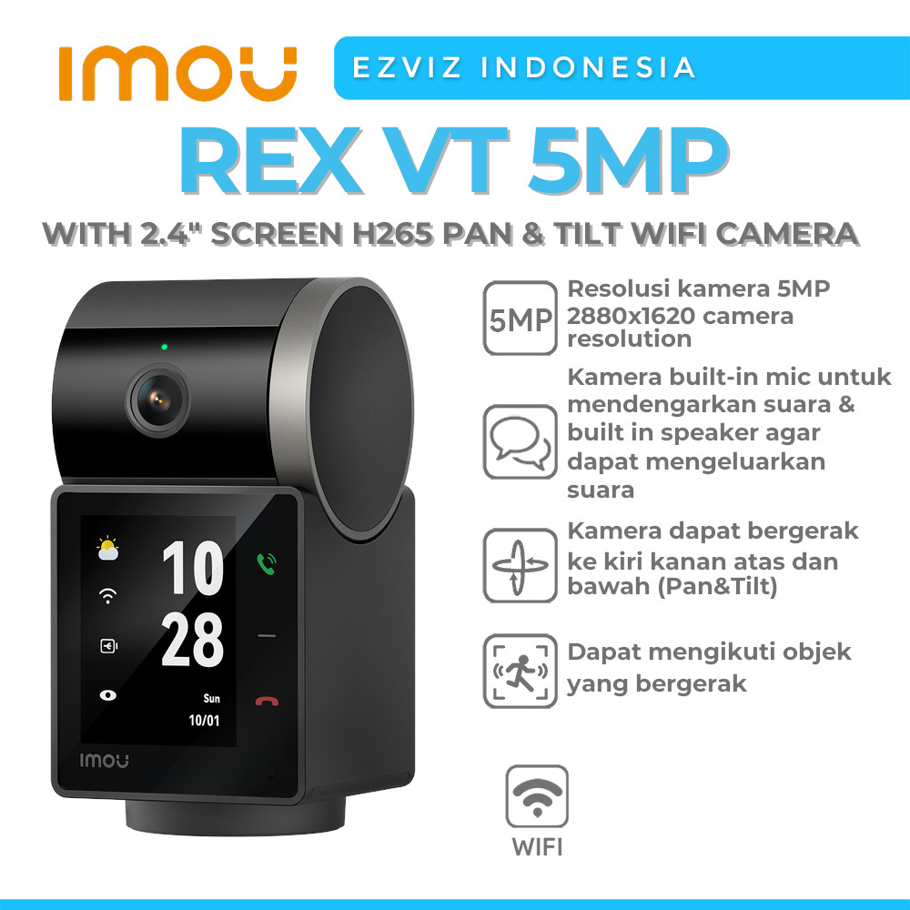 Jual IMOU REX VT 5MP WITH 2.4" SCREEN H265 PAN & TILT WIFI CAMERA ...