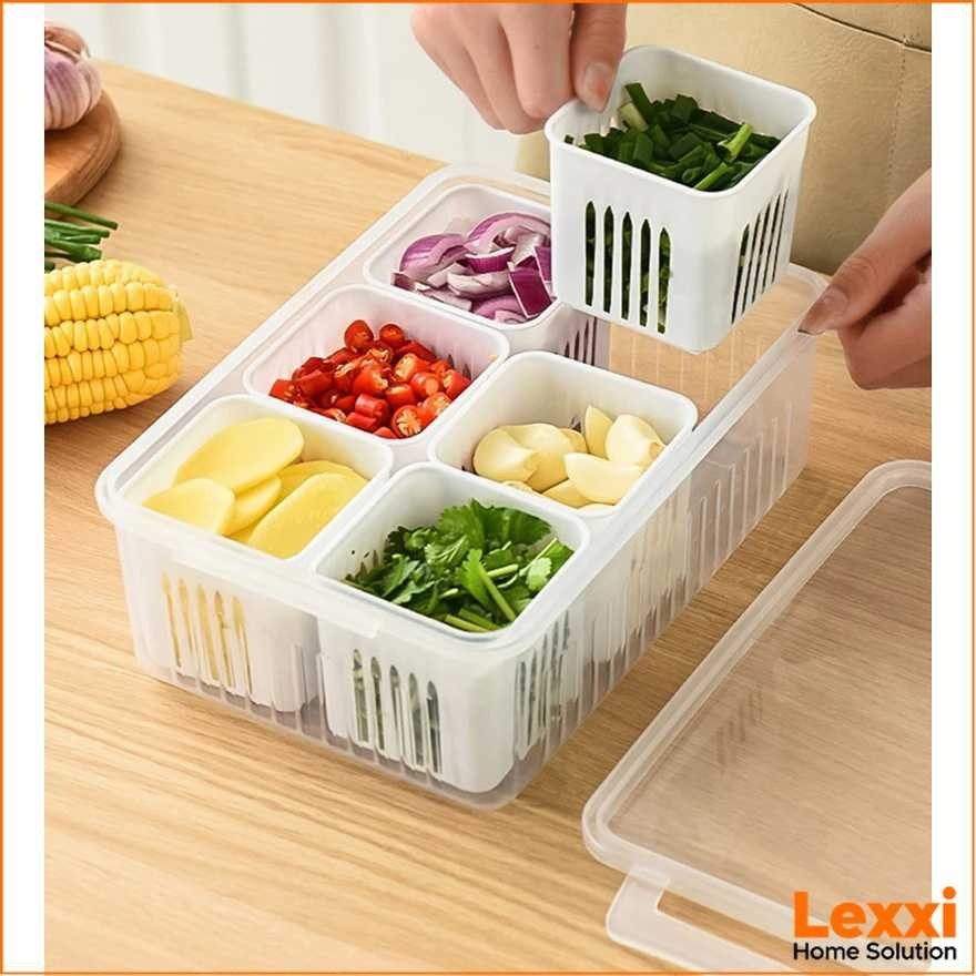 Jual Kotak Kontainer Makanan Kulkas 6 Grid STRONGWELL Box Sayuran ...