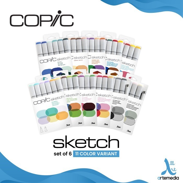 Jual Copic Sketch Set 6 Graphic Marker Alcohol Based Dye Ink Refillable ...