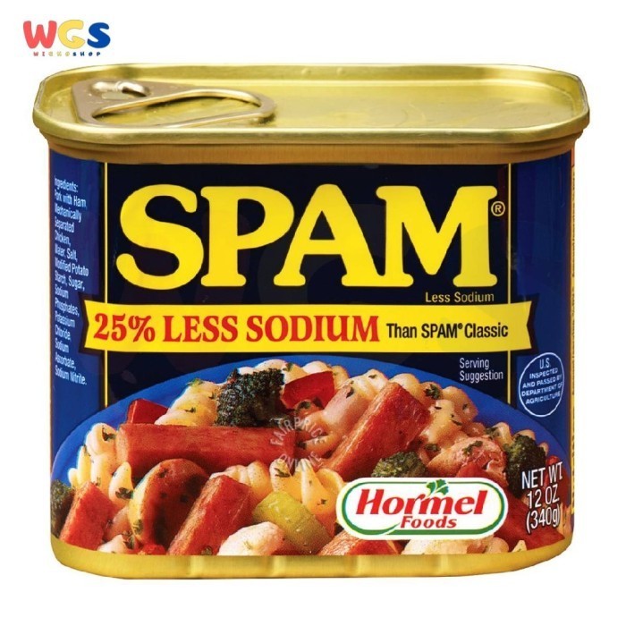 Jual SPAM 25% Less Sodium Original Pork Ham Luncheon Meat USA 12oz 340g ...