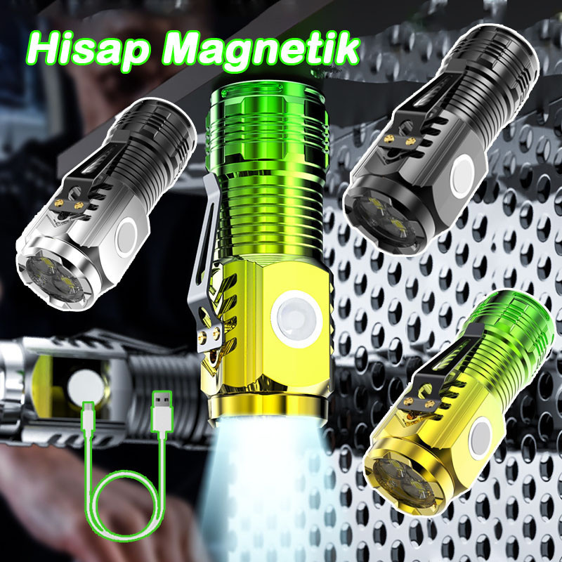 Jual LED Hisap magnetik Tahan Air Rechargeable Usb Mini Super Terang Anti Air Dengan 3 Mode ...